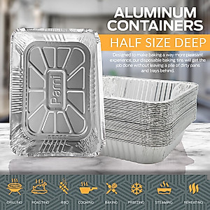 PAMI Aluminum Baking Pans, Half Size, Deep [Pack of 30] - 9”x13” Heavy-Duty Oven & Freezer Safe Food Storage Containers- Tin Foil Pans For Grilling, Roasting, BBQ & Baking- Foil Takeout Containers