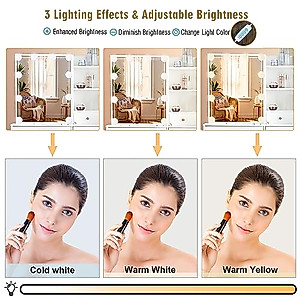 Makeup Vanity Set with Mirror & Lights, 5 Storage Drawer & Stool, 3 Lighting Modes Adjustable Brightness, Bedroom Dressing Table for Women Girls, White (Modern Vanity W-4)