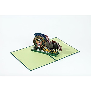 AIT PAPER ART 3D Birthday Gift Card, Patriotic Pop Up Greeting Cards with Notepaper, 8x6 inch Thank you Cards for Retirement, Anniversary, Congratulations, Husband, Dad