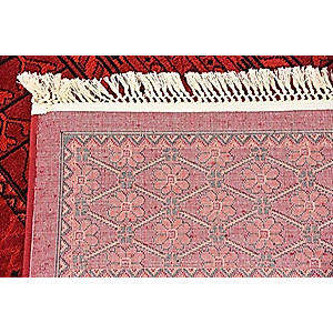 Unique Loom Tekke Collection Over-Dyed Saturated Traditional Torkaman Area Rug, 5 x 8 ft, Red/Black