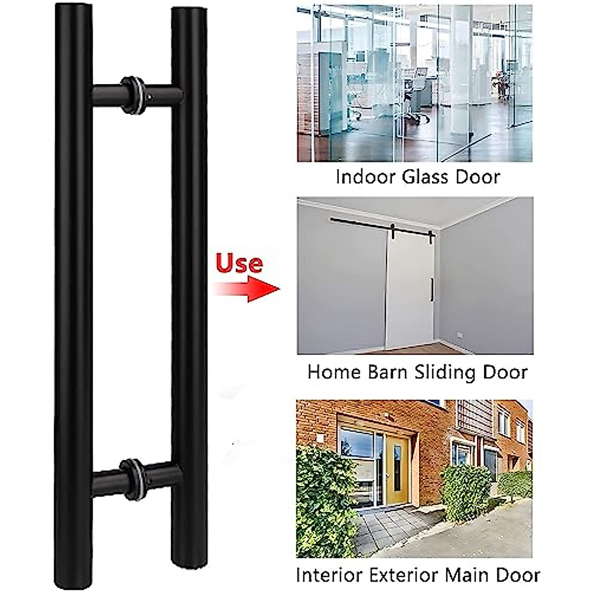 Sliding Barn Door Handle 50/60/ 80/120/ 150 cm Shower Door Handle Replacement, Modern Black Front Door Handles/Satin Nickel Push Pull Handle Bar, Double Sided, Barn Sliding Door ( Size : Length 50cm(2