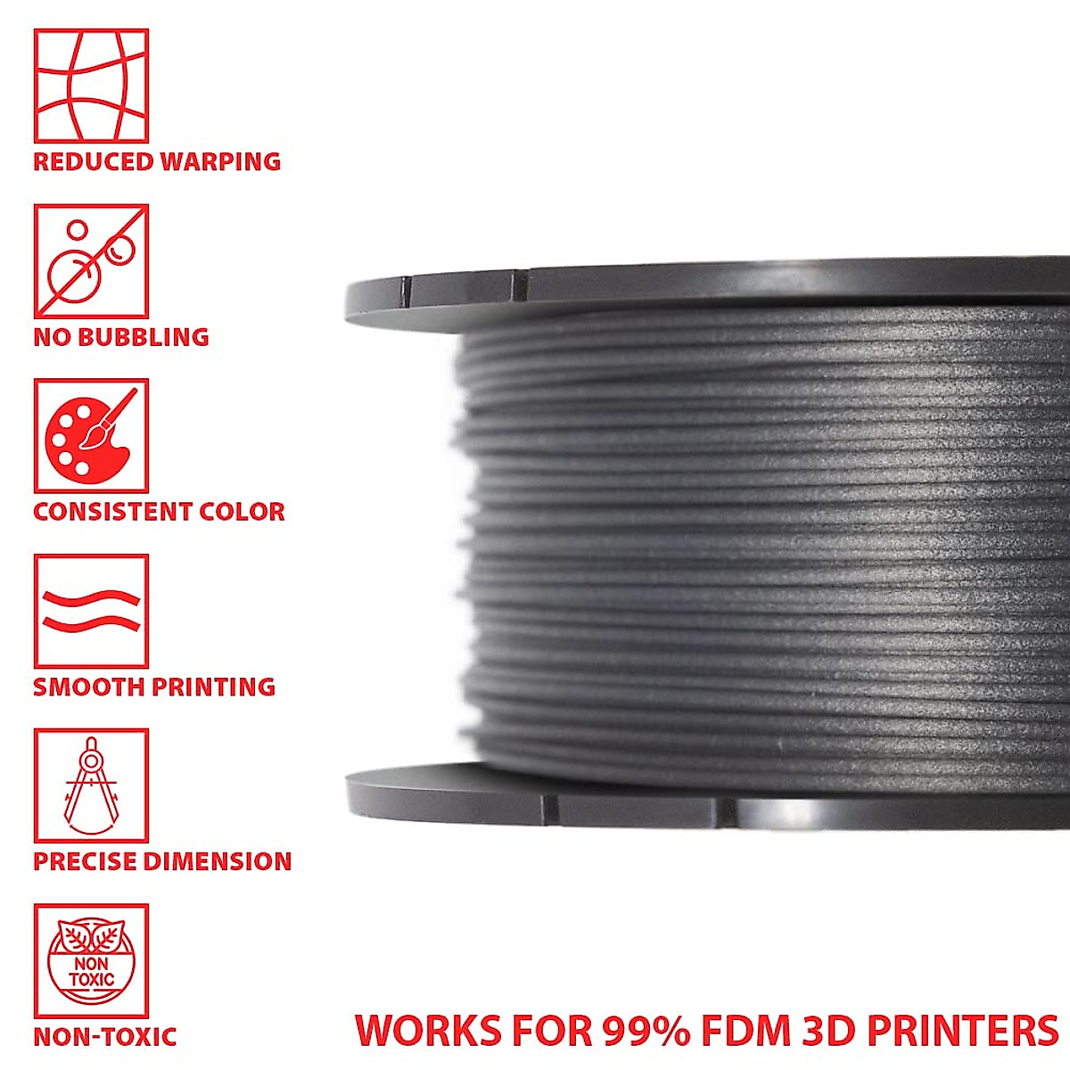XYZPrinting ABS 3D Printer Filament, NFC, Dimensional Accuracy +/- 0.02 mm, 600g Spool, 1.75 mm BLACK