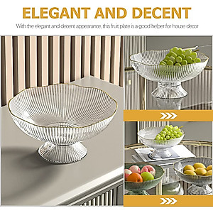 Operitacx PET Fruit Plate Footed Round Pedestal Bowl Clear Snack Nut Tray Appetizer Serving Dish Dessert Candy Display Stand for Kitchen Counter Centerpiece Table Decor (9.8x4.3 inch)