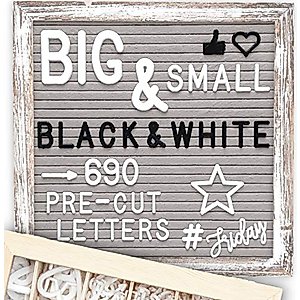 Letter Board 10x10 Rustic Gray | +690 PRE-Cut Letters +Stand +Upgraded Wooden Sorting Tray | Farmhouse Felt Letterboard with Cursive Words, Letter Boards, Word Board, Message Board, Changeable Sign
