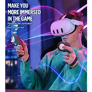 YRXVW Controller Grips Compatible with Oculus/MetaQuest 3 Accessories, Silicone Anti Throw Hand Grips Protective Cover with Adjustable Knuckle Strap for Quest 3