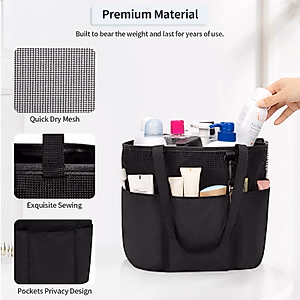 Travel Toiletry Bag, Large Capacity Toiletry Bag for Women Men, Mesh Shower Tote Bag, Quick Dry Shower Caddy Portable Toiletry Bath Bag Organizer for Bathroom, Gym, Beach, Swimming, Traveling, Black