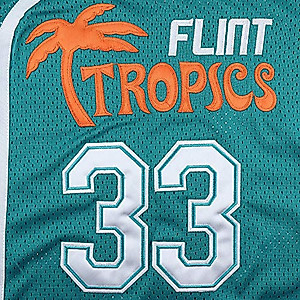 Yeee JPEglN Moon 33 Flint Tropics Basketball Men Jersey S-XXXL Green (Green, S)