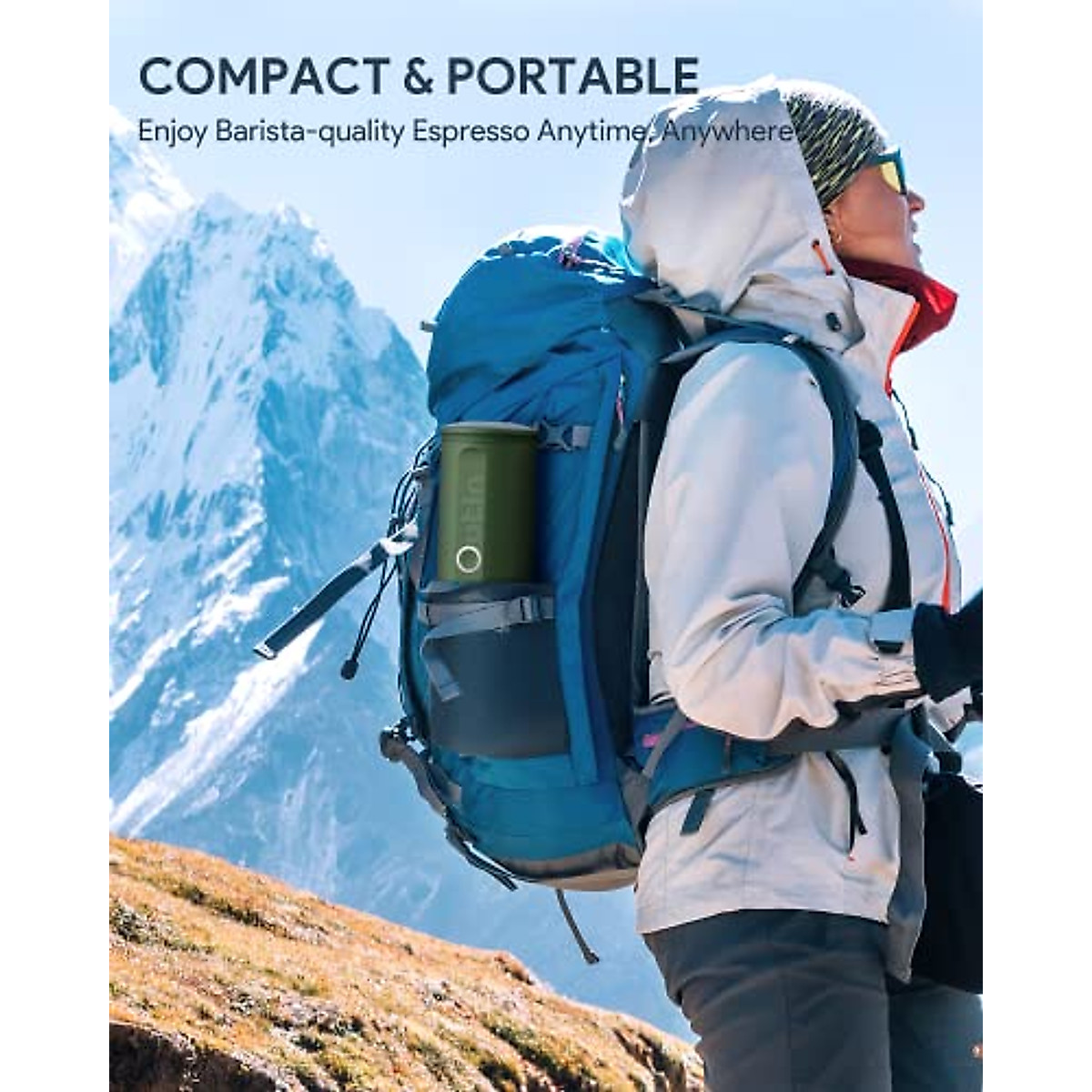 Outin Nano Portable Electric Espresso Machine with 3-4 Min Self-Heating, 20 Bar Mini Small 12V 24V Car Coffee Maker, Compatible with NS Capsule & Ground Coffee for Camping, Travel, RV, Hiking, Office