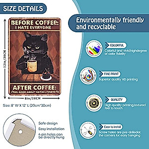 Black Cat Wall Decor Sign - 8x12 Inch Retro Metal Wall Art Posters Prints Decorative for Home Room Bathroom Bedroom Kitchen Bar Office Etc.（ I Hate Everyone｜I Feel Good About Hating Everyone）