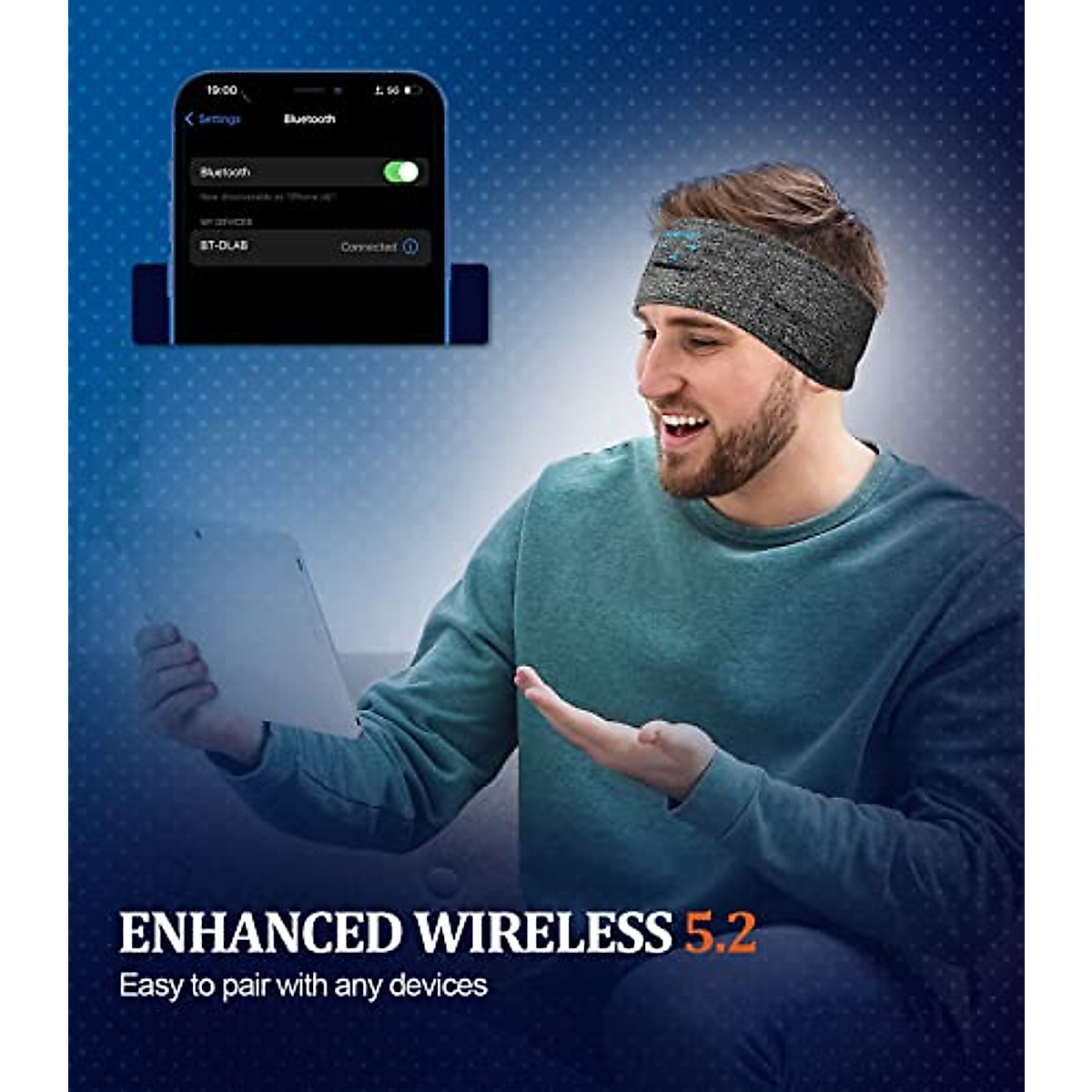 Perytong Sleep Headphones - Bluetooth Headband Christmas Theme Headphone Headband Earbuds Over On Ear Headphones for Side Sleepers Tech Gadgets Birthday Gifts for Women Men Sleeping Running