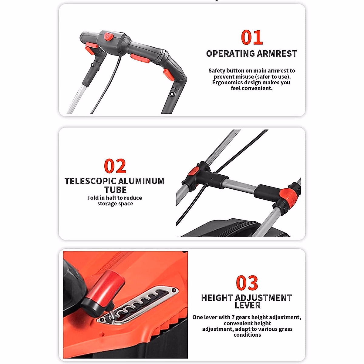 40V Lithium-Ion Electric Lawn Mowers Cordless Walk-Behind Lawn Mowers Electric Lawn Mowers with Bagging Machines, 7 Adjustable Cutting Heights