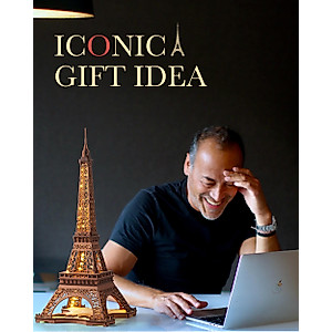 Rowood Eiffel Tower,3D Puzzle Model Kits for Adults,DIY 3D Wooden Puzzles for Adults,Builing Set with LED,Home Decoration Festival Gift Idea