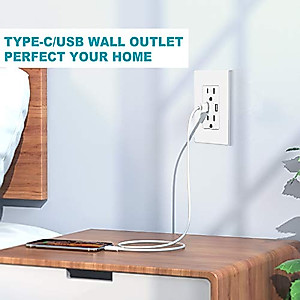 USB C Outlet PD, Power Delivery 24W Fast Charging Capability, Child Proof Safety Receptacles 15 Amp, Tamper Resistant Wall Charger for iPhone 14 Pro Max UL Listed Micmi (USB c PD 2pack)