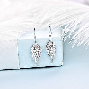 Starchenie Angel Wings Dangle Earrings for Women 925 Sterling Silver Cubic Zirconia