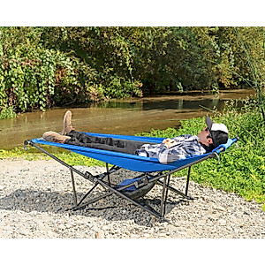 Mac Sports H900S-100 Topnotch Heavy Duty Multi-Use Outdoor Camping Portable Folding Hammock (Blue/Gray)