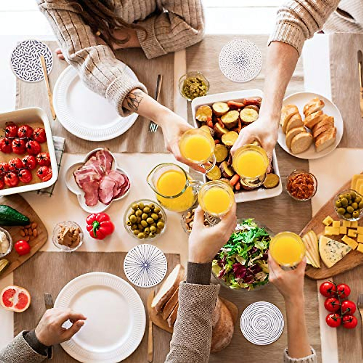 Coasters for Drinks Absorbent with Holder, Stone Coaster with Cork Backing Set of 6 - Great Gift for Birthday, Housewarming, Room Decor, Bar, Holiday Party (Blue)…