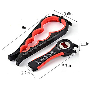 Jar Opener & Bottle Opener Multifunction Can Opener Lid Grippers Set for Weak Hand, Arthritis Sufferers, Elderly, Seniors,Child,Women(Black)