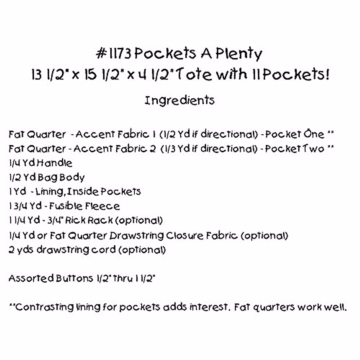 Whistlepig Creek Productions 1173 Pattern Pockets a Plenty