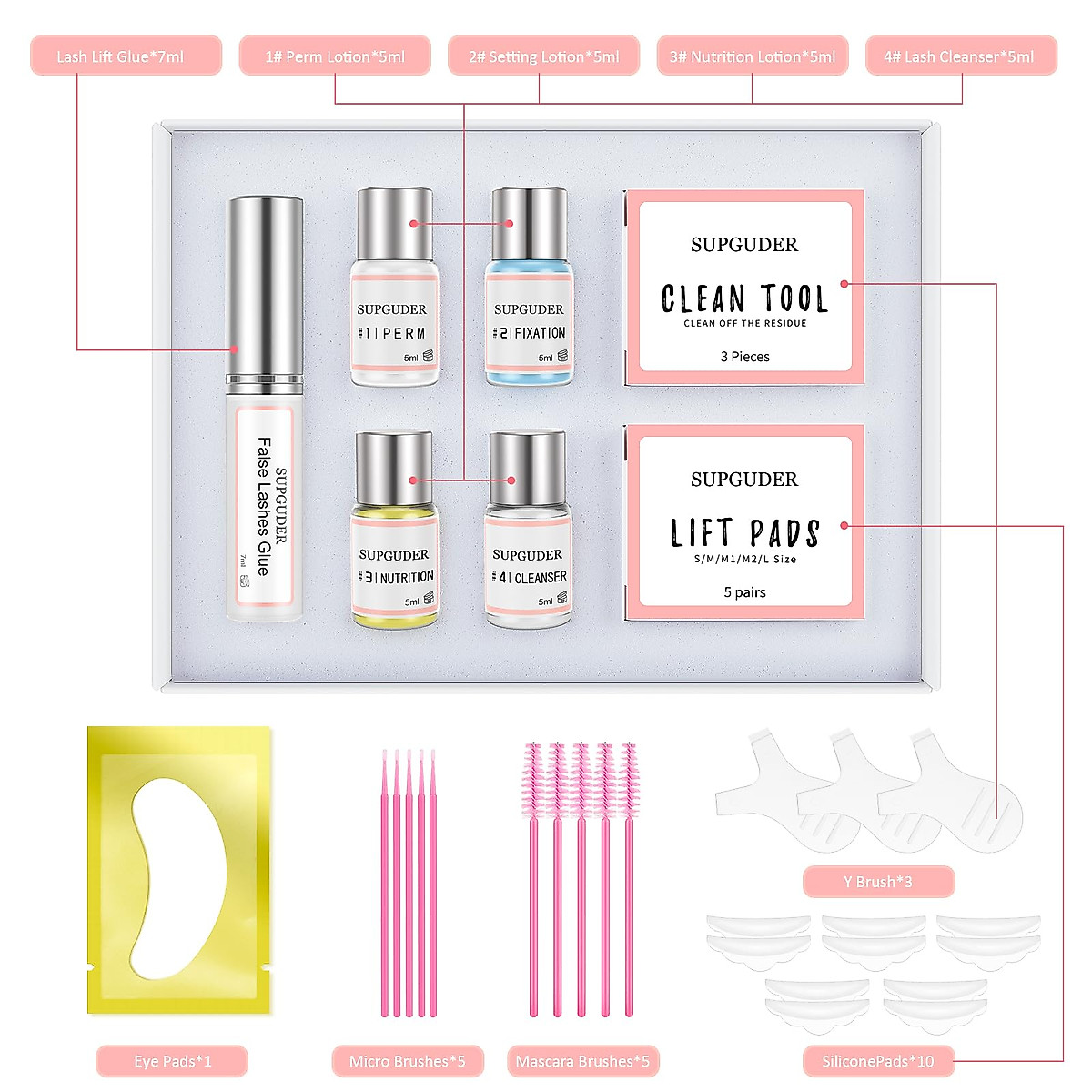 2025 Lash Lift kit Eyelash perm kit,SUPGUDER Professional Eyelash Curling Lash Extension Set,Lash Lifting Tools Suitable for Salon