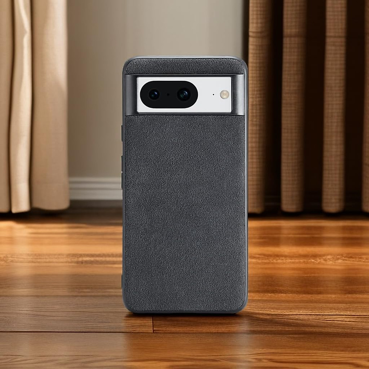 TYXDKJ Alcantara Case for GooglePixel 8,Handmade Half-Wrapped Synthetic Suede Cover (Black)