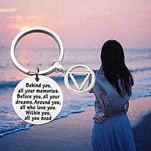 FEELMEM Sobriety Gift Keychain Addiction Recovery Gift AA Alcoholics Anonymous Warrior Recovery Gift New Beginnings Gift（silver