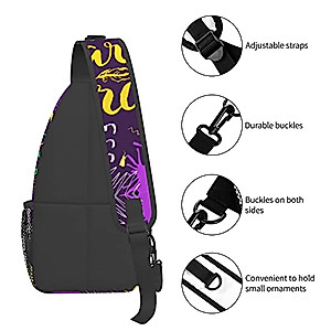 Dehcqul Mardi Gras 2023 Pattern Sling Backpack Cross Chest Bag Diagonally Adjustable Travel Crossbody Daypack For Men Women Adult