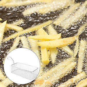 YARDWE Snack Serving Round Serving Tray Frying Basket for Pot Deep Fryer Basket Turkey Fryer Basket Food Tray French Fries Basket Stainless Steel Fry Basket Frying Pan Rectangle