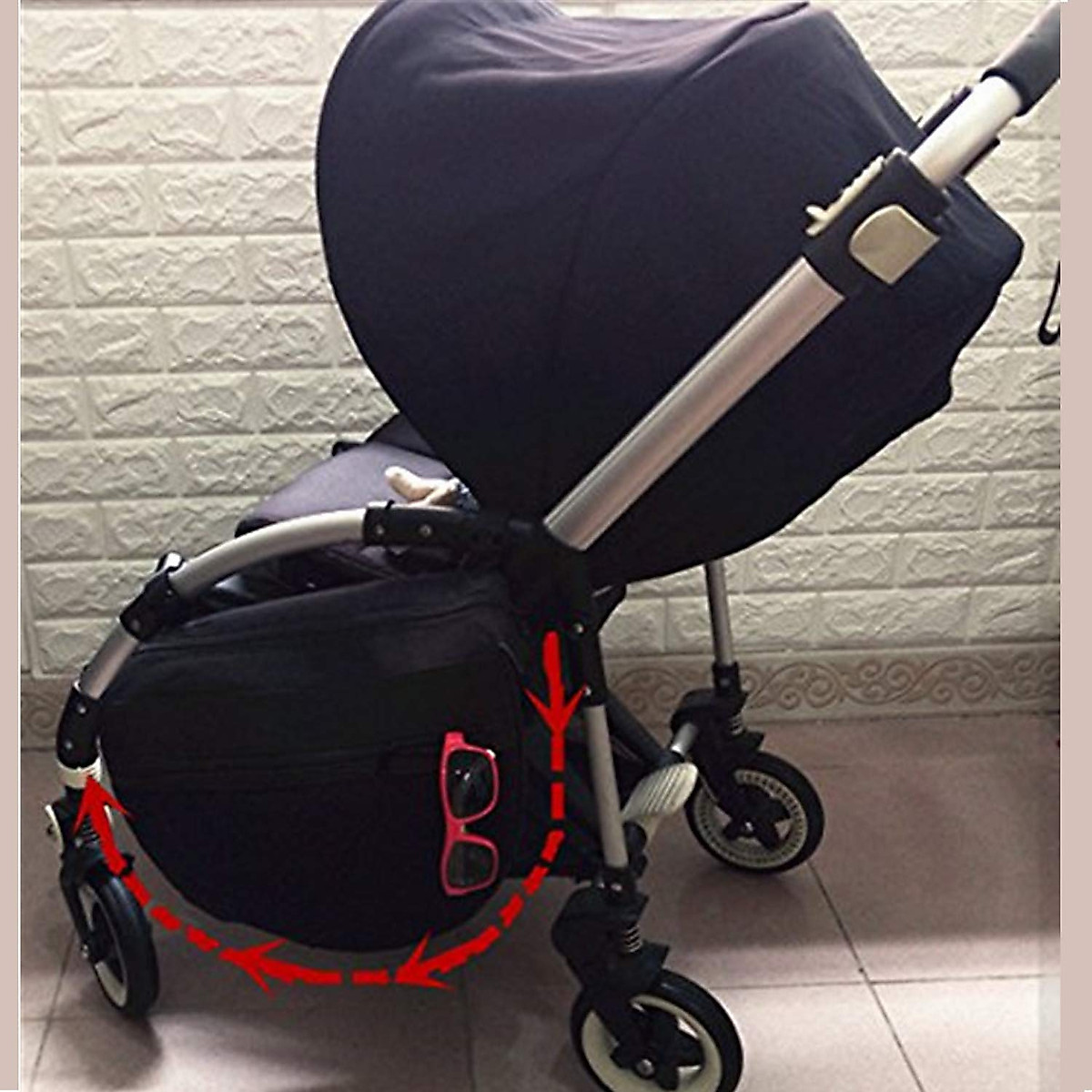 Insulated Universal Stroller Organizer, Stroller Side Sling Saddle Bag,Multiple Zipper Pockets for Bottle, Diaper, Phone, Toys, Baby Items - Fits All Strollers, Easy Installation