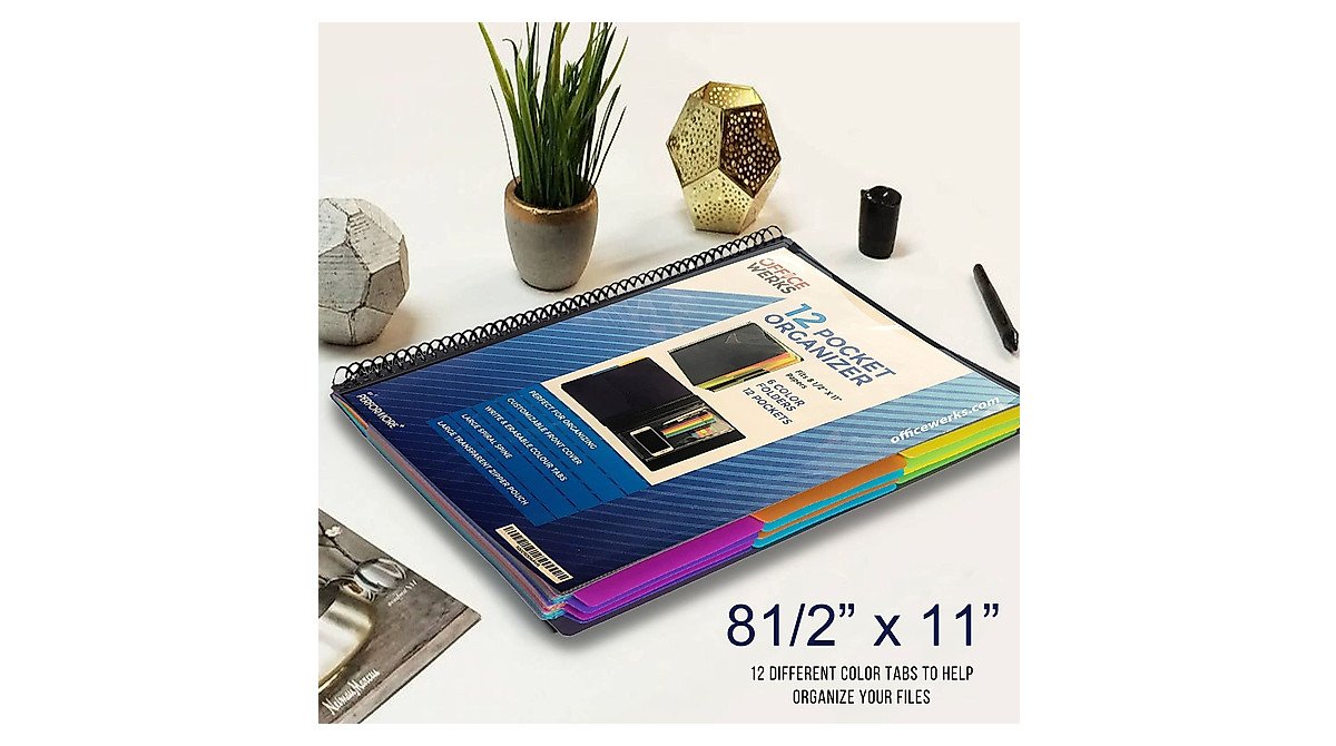 Performore 12-Pocket Spiral Subject Organizer for Documents & Projects