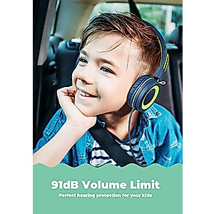 WeDuet Kids Headphones with Microphone, Wired Headphones for Kids Teens with Sharing Splitter, 91dB Safe Volume Limited Tangle-Free Foldable Stereo Headset for School Travel PC Kindle(2 Packs)