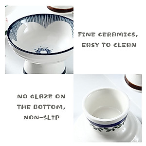 Kelendle Ceramic Footed Bowl Round Pedestal Bowl Decorative Fruit Bowl Holder Dessert Display Stand Serving Fruit Tray for Kitchen Counter Centerpiece Strawberry