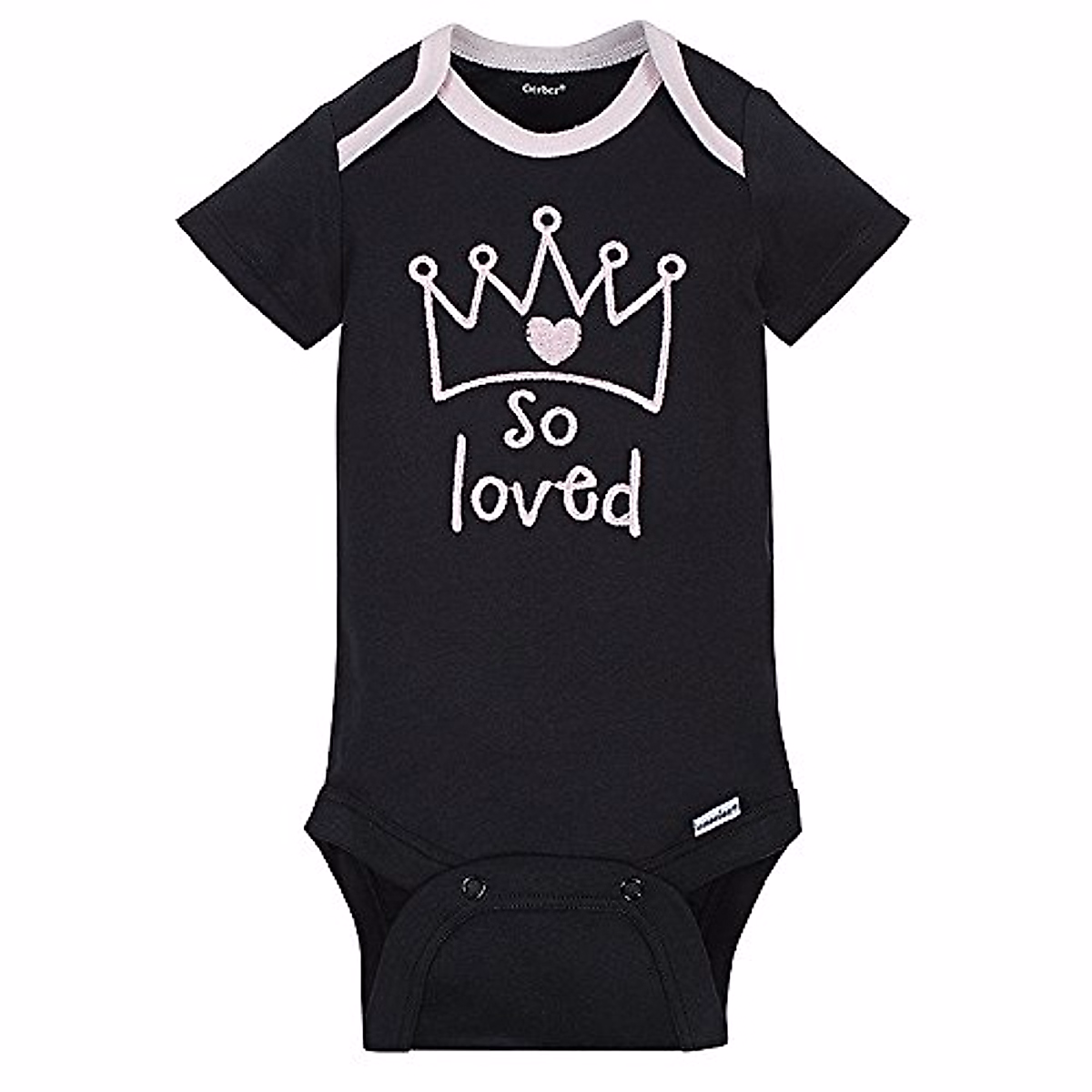 Gerber Baby Girls 5-Pack Short Sleeve Variety Onesies Bodysuits, Princess Crown, 0-3 Months