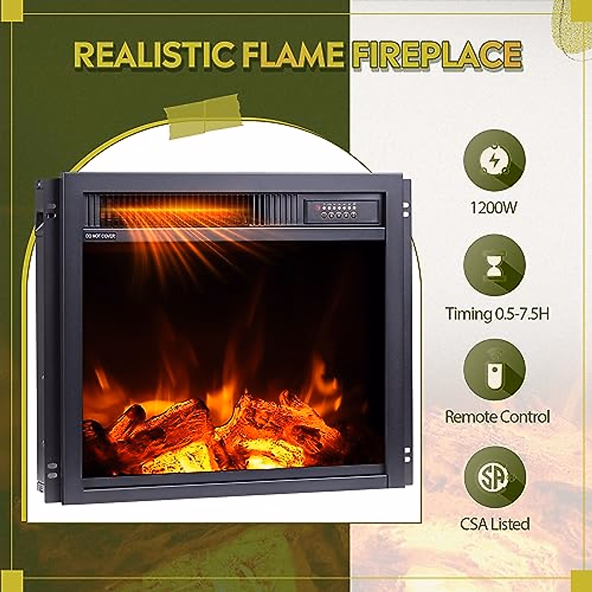 WLIVE Fireplace TV Stand for 65" TV, Entertainment Center with 18 Inch Electric Fireplace, TV Console with Open Shelves for Living Room, Rustic Brown