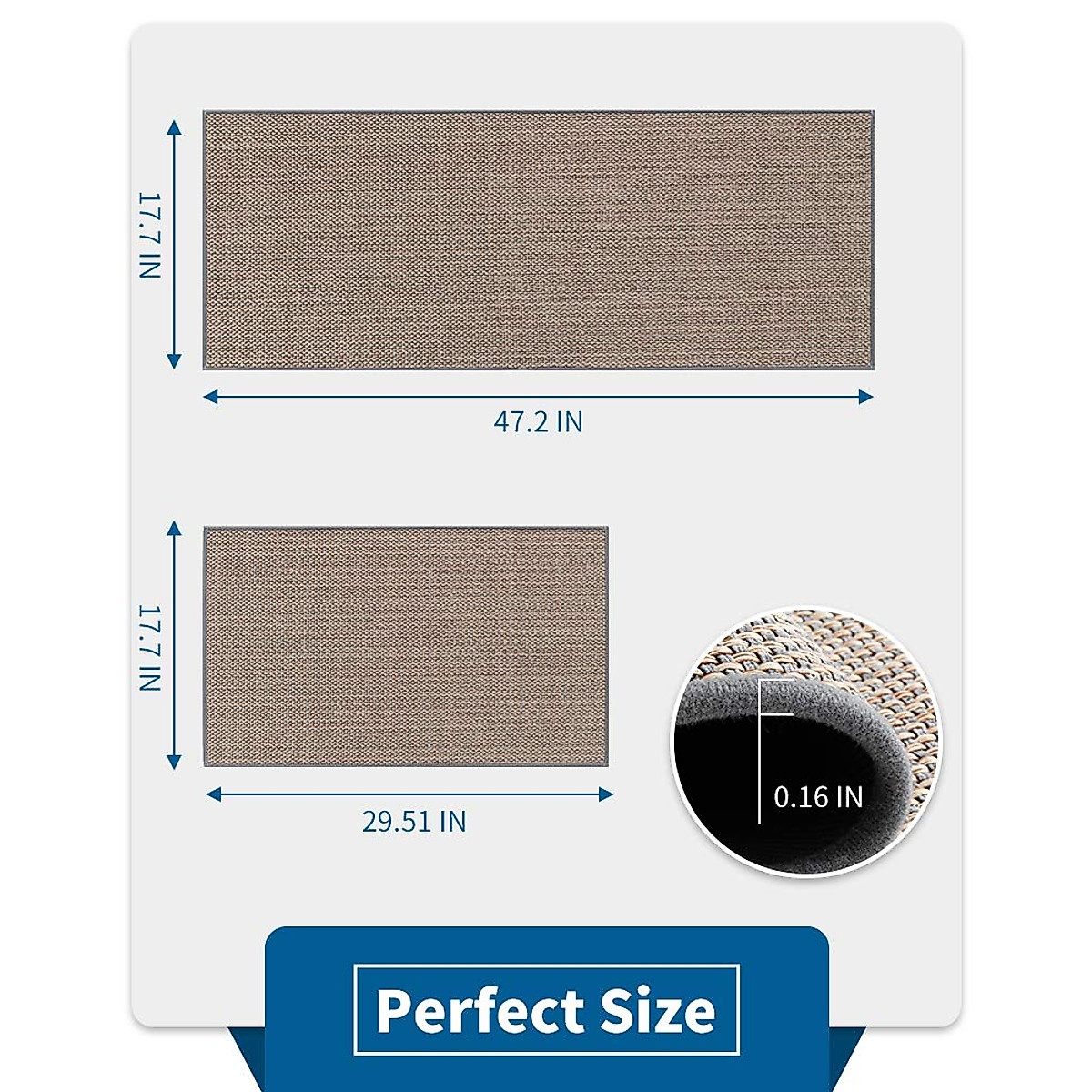 COCOER 2 PCS Kitchen-Rugs Washable, Non-Slip Kitchen-Mat for Floor, Absorbent Neutral Kitchen Rugs and Mats in Front of The Sink