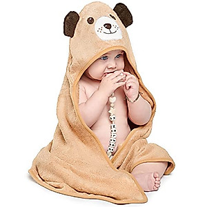 MINIBOO Premium Bamboo Baby Towel with Unique Dog Design – Extra Soft and Absorbent Baby Bath Towel for Newborns, Infants, and Toddlers – Suitable as Baby Gifts