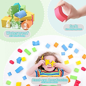 Grarg Foam Bath Blocks Toys for Toddlers 3-5,Non-Toxic & BPA Free Soft Stacking Baby Building Blocks Toys Gift for 3 4 5 Years Old Girls Boys Educational(38 PCS)