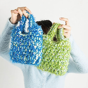 DSFEOIGY Knitting Small Phone Purse Handwoven Soft Winter Women Bags Mini Bucket Tote Colorful Simple Design Handbags (Color : D, Size : 1)