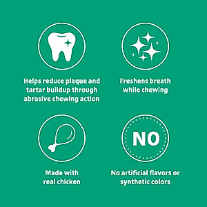 Amazon Brand - Wonder Bound Dog Dental Treats for Tiny Dogs (5-15 lbs), Fresh Mint Flavor, Made with Real Chicken, Nubbed Texture for Plaque & Tartar Control, Freshens Breath While Chewing, 43 Count