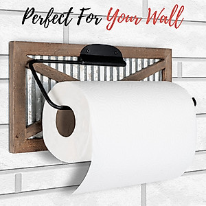 Autumn Alley Rustic Farmhouse Paper Towel Holder Wall Mount - Country Home Decor Rustic Farmhouse for Kitchen - Wood and Galvanized Kitchen Decor - Farmhouse Kitchen Wall Decor