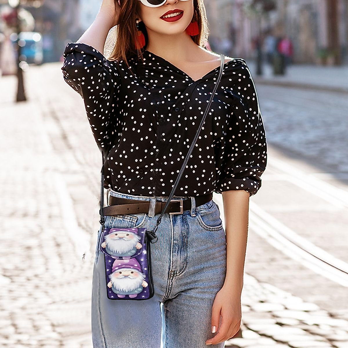 Cute Gnomes Crossbody Phone Purse Small Mini shoulder Bag Cell Phone Pouch Leather Wallet for Women Girls