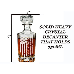 We The People Constitution American Flag USA Patriotic Whiskey Decanter Airtight Glass Stopper Custom Gift For Men Dad Veteran Father's Day