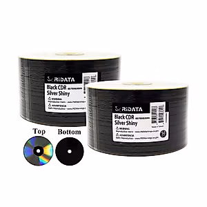100 Pack Ridata Black CD-R 48X 700MB 80M Shiny Silver Thermal Surface Black Bottom Blank Media Recordable Disc