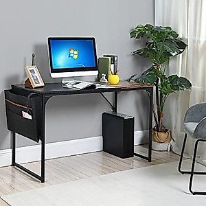 Homy Casa Inc 40 inch Study Storage Bag Space Saving for Home Office, Modern Simple Style PC Metal Frame Computer Desk, Writing Table, Black, Brown