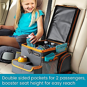 High Road CarHop Car Seat Organizer - Back Seat Organizer for Kids or Front Seat Organizer for Drivers with Cup Holders, Tray Top, Side Pockets and Soft Cooler or Storage Compartment