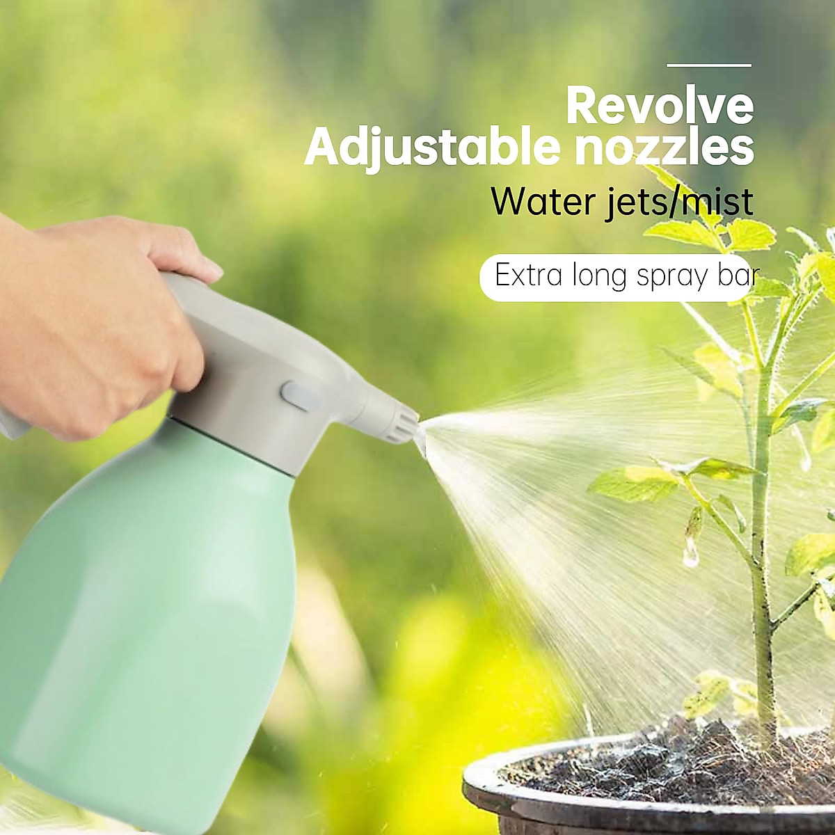 ACORNS Electric Spray Bottle 2L/0.5Gallon,Automatic Plant Sprayer,Pump Sprayer,Indoor Plant Sprayer with Adjustable Nozzle (Green)