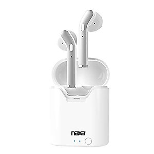 Naxa Electronics True Wireless Earphones with Charging Battery Case, White