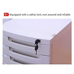 A4 Filing Pedestal Cabinet with 3 Drawer Lockable File Cabinet Desktop with Lock 3-Layer Drawer File Box Stationery Organizer Data Office Storage Box 29.5×39.4×22cm (Color : Blue)