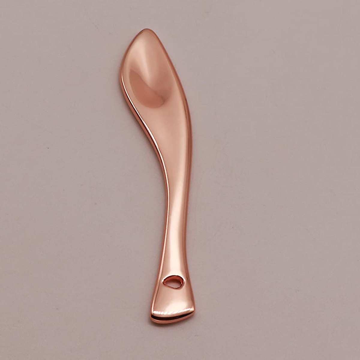 4 Pieces Zinc Alloy Makeup Spatula Eye Cream Spoon Beauty Scoop Mini Spoon Makeup Beauty Spoons Mini Cosmetic Skincare Spatula for Cream Lotions, Curved Handle Type, Rose-Gold