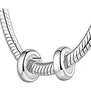 LAMOONY Clip Stopper Charms Sterling Silver Rondelle Spacer Bead for Bracelets (Silver)…