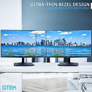 GTEK 24 Inch Frameless Computer Monitor, FHD 1080p LED Display, LCD Screen, HDMI VGA, 75Hz Refresh Rate, VESA Mountable, Low-Blue Light PC Monitor for Office Work - F2407V